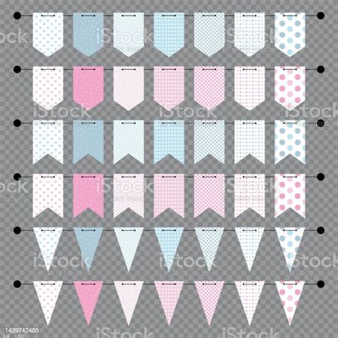 빈 배너 멧새 또는 장식 템플릿 휴일 플래그 화환 컬렉션입니다 파티와 축하를위한 깃발 장식 벡터 그림 귀여운에 대한 스톡 벡터 아트 및 기타 이미지 Istock