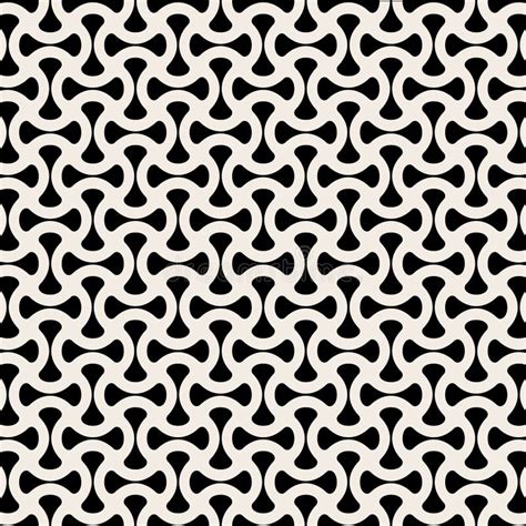 Vector Pattern Repeating Linear Curve With Geometric Shape Stylish Monochorme Stock Vector