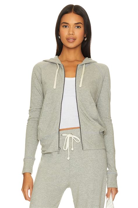 James Perse Classic Zip Up Hoodie In Heather Grey Revolve