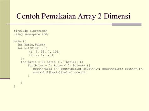 konsep array dan implementasi dalam bahasa pemrograman c ppt