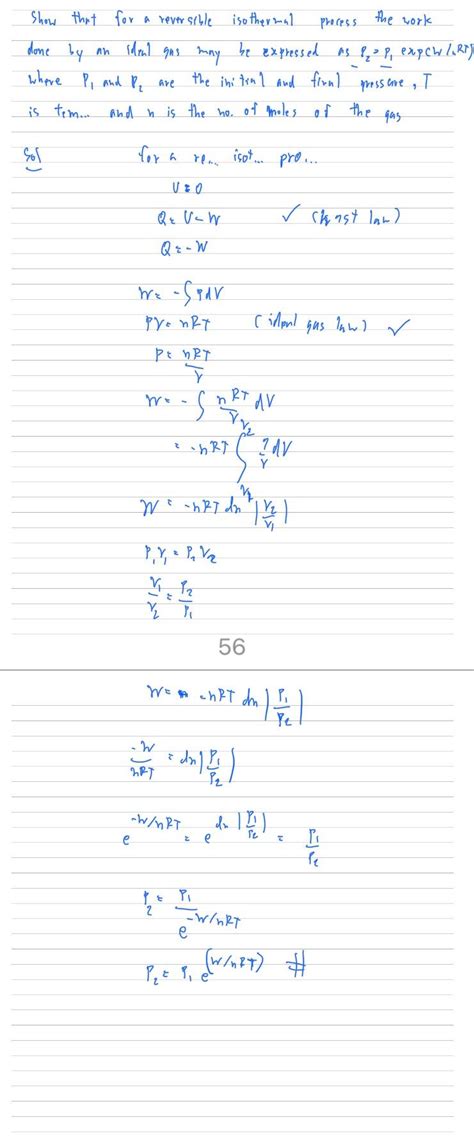Reversible Isothermal Process Example Problem No 1 With Solution