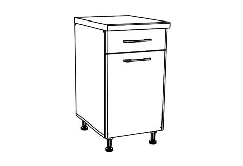 Кухненски шкаф долен с чекмедже и врата In Mdf D45 Kf бял гланц • Модулна кухня In Mdf бяла