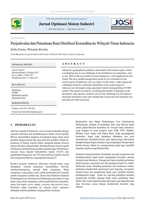 Pdf Penjadwalan Dan Penentuan Rute Distribusi Komoditas Ke Wilayah Timur Indonesia