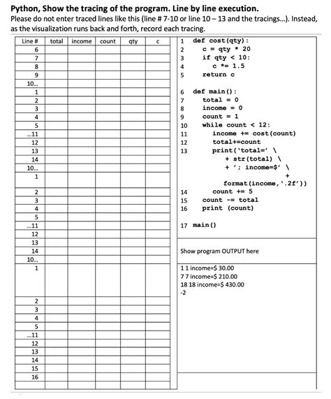 Solved Python Show The Tracing Of The Program Line By Line