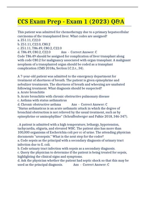 Ccs Exam Prep Exam 1 2023 Qanda Ccs Stuvia Us