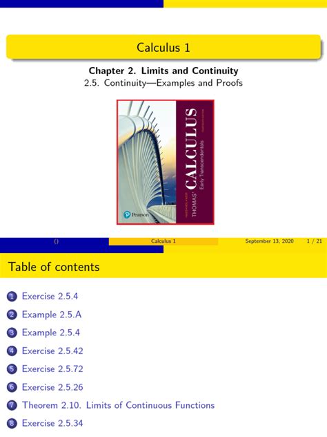Calculus 1 Chapter 2 Limits And Continuity Pdf Continuous