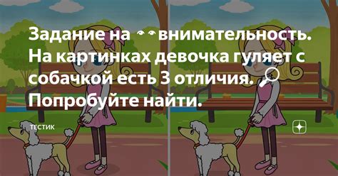 Задание на 👀внимательность На картинках девочка гуляет с собачкой есть 3 отличия 🔎Попробуйте