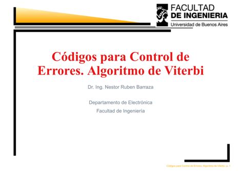 Códigos Para Control De Errores Algoritmo De Viterbi