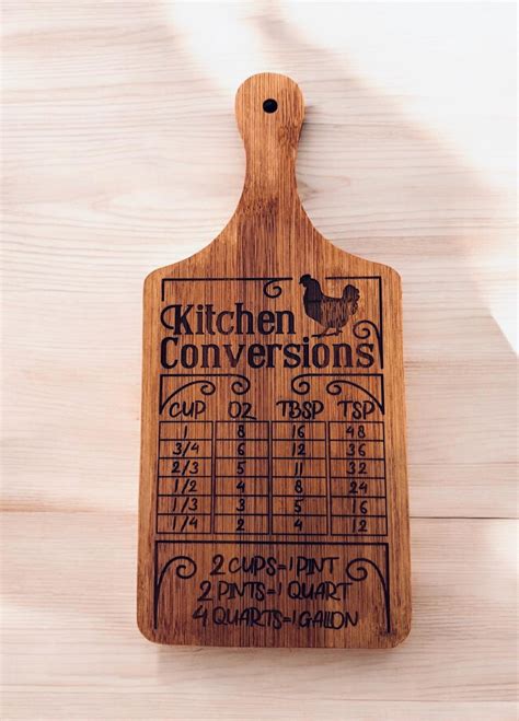 Bamboo Cutting Board Conversion Chart Etsy