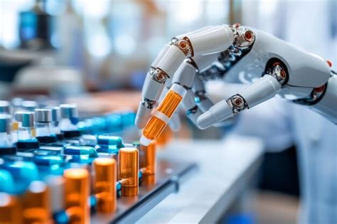 Advanced Robotic Arm Precisely Handling Chemicals In A Modern