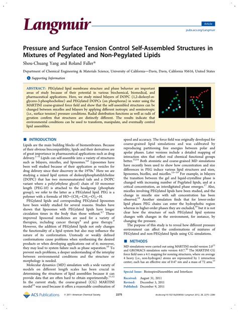 Pdf Pressure And Surface Tension Control Self Assembled Structures In
