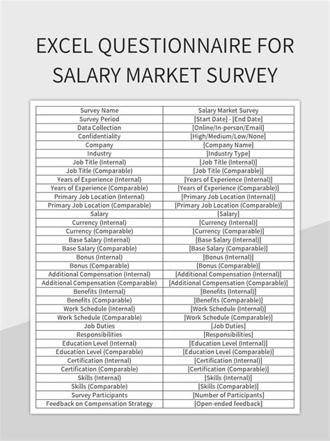 Excel Questionnaire For Salary Market Survey Excel Template And Google Sheets File For Free