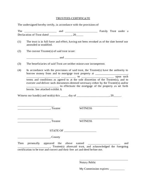 Trustees Certificate Doc Template Pdffiller
