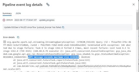 Solved How To Solve Grpc Message Exceeds Maximum Size 4 Databricks Community 40225