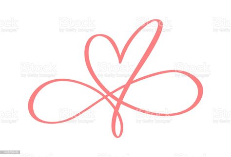 벡터 서예 붉은 마음과 영원히 기호 사랑 무한대 발렌타인 데이 로맨틱 심볼 로고 연결 조인 열정 및 결혼식 아이콘 카드 포스터에 대 한 템플릿입니다 디자인 요소 그림 무한에