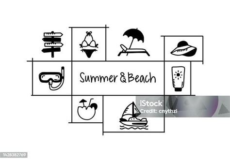 여름과 해변 관련 손으로 그린 배너 디자인 벡터 일러스트 레이 션 0명에 대한 스톡 벡터 아트 및 기타 이미지 0명 개념 고체 Istock