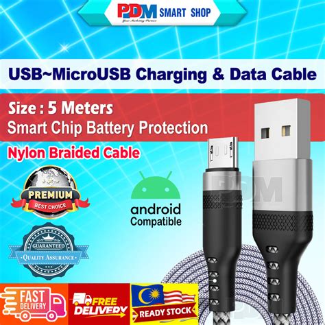 Pdm Usb To Micro Usb Android Charging And Data Cable 5 Meters For Ip