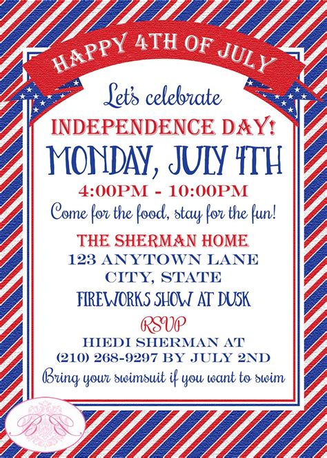 July 4 Invitation Templates 4th Of July Invitation Templates Free