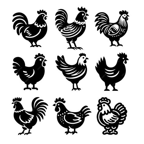 Premium Vector Chicken Vector Illustration Icon Set On White Background Hen Flat Symbol