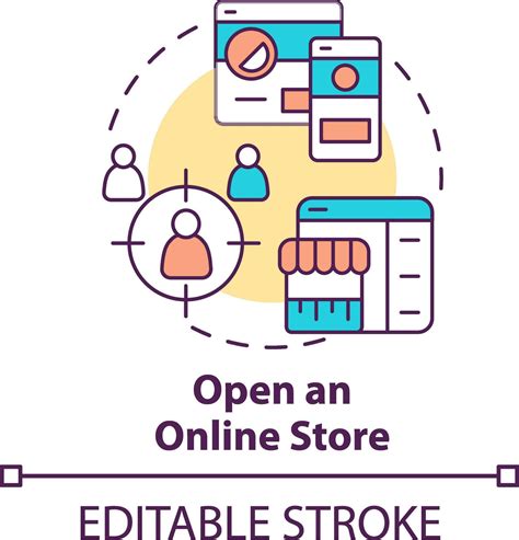 Open Online Store Concept Icon Customer Experience Starting Ecommerce Business Step Abstract