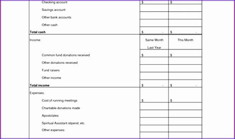 Treasurer S Report Template For Non Profit Organization Excel