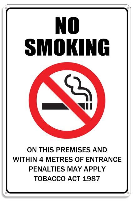 No Smoking Metal Sign With Symbol Aluminum Uv Printed 4 Pre Drilled