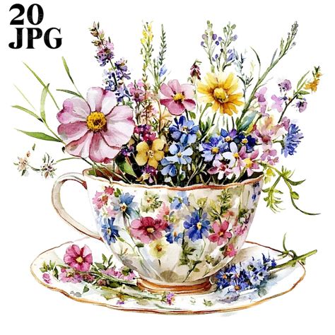 Tea Cup Spring Flower Etsy