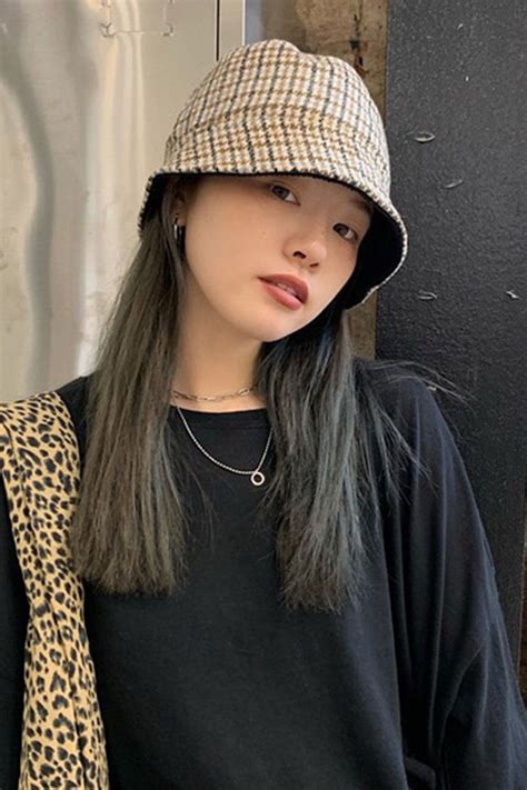 투웨이 양면 코듀로이 가을컬러 글렌체크 벙거지 다크브라운아이보리