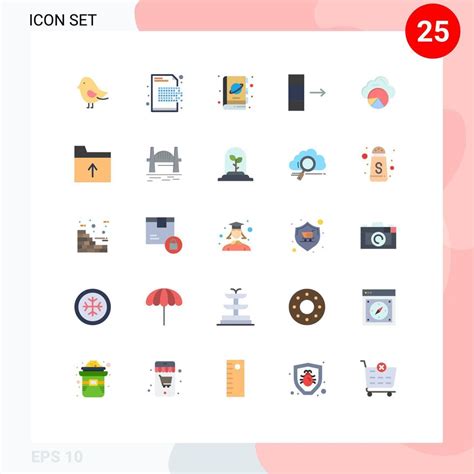 User Interface Pack Of 25 Basic Flat Colors Of Cloud Export Book Data Space Editable Vector