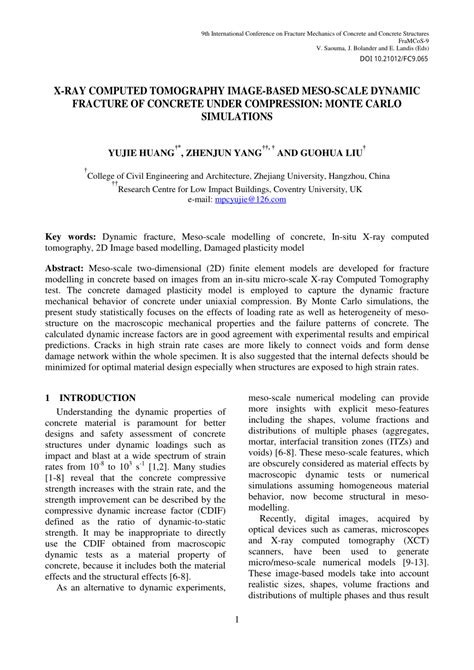 Pdf X Ray Computed Tomography Image Based Meso Scale Dynamic Fracture