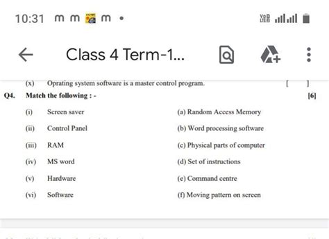 ← Class 4 Term 1 Qa X Oprating System Software Is A Master Contr