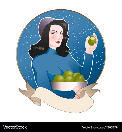 Cartoon Style Pinup Girl On Snowy Background Vector Image