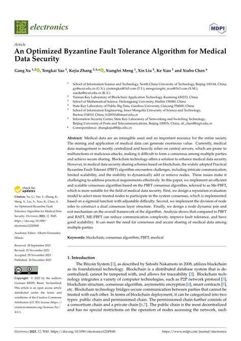 PDF An Optimized Byzantine Fault Tolerance Algorithm For Medical Data