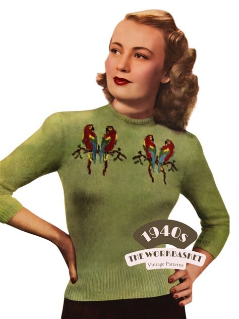 1940s Love Birds Jumper Knitting Pattern Etsy