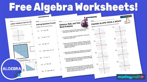 Free Algebra 1 Worksheets—printable W Answers — Mashup Math