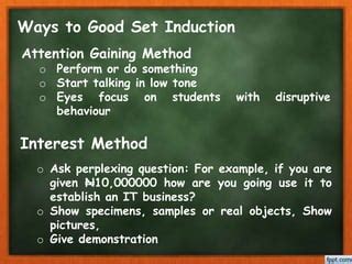 Teaching Skills Set Induction Presentation Lesson Plan PPTX