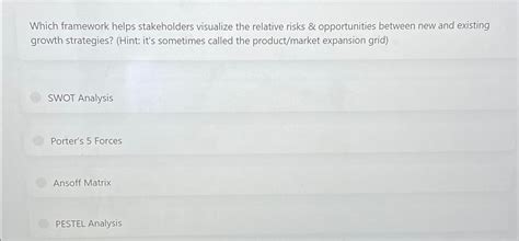 Solved Which Framework Helps Stakeholders Visualize The