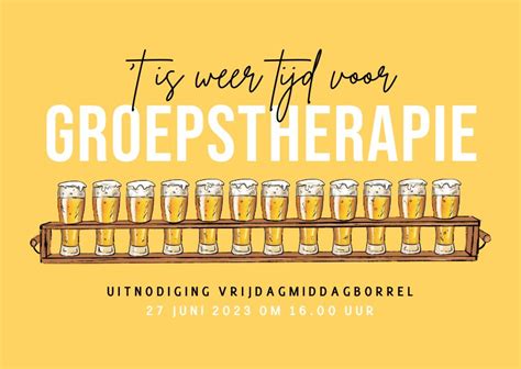 Uitnodigingskaart Borrel Feestje Groepstherapie Kaartje2go