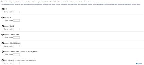 Solved Calculate The Change In PH That Occurs When Mmol Chegg Com