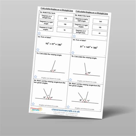 Year 5 Calculate Angles On A Straight Line Varied Fluency Resource Classroom Secrets