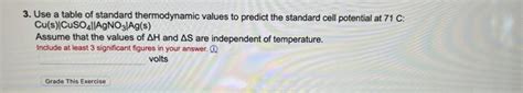 Solved 3 Use A Table Of Standard Thermodynamic Values To