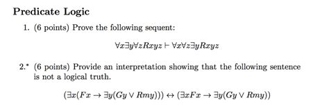 Solved Predicate Logic Points Prove The Following Chegg