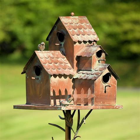 Metal Copper Finish Bird Houses On Sale Garden Lovers Club
