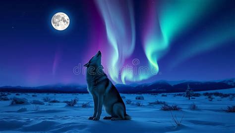 Aurora Borealis Wallpaper Wolf Wolf Under Northern Lights Free Ai