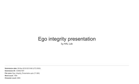Solution Ego Integrity Presentation Studypool