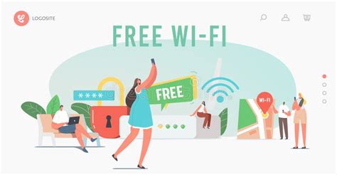 Modern Network Technology Free Wi Fi Hotspot Landing Page Template Tiny Characters At Huge