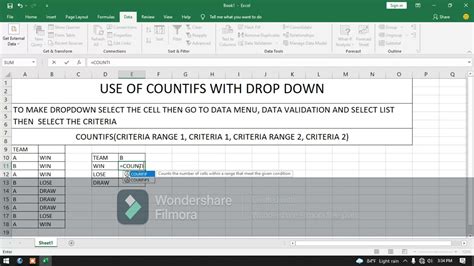 Countifs With Drop Down List Youtube
