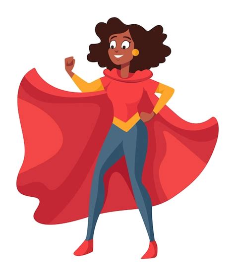 여자 슈퍼 히어로 실루엣 흰색 배경 벡터 만화에 고립 된 여성 전원 개념 프리미엄 벡터