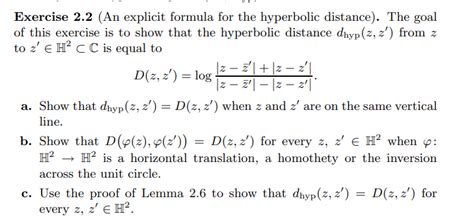 Solved Exercise 22 An ﻿explicit Formula For The Hyperbolic