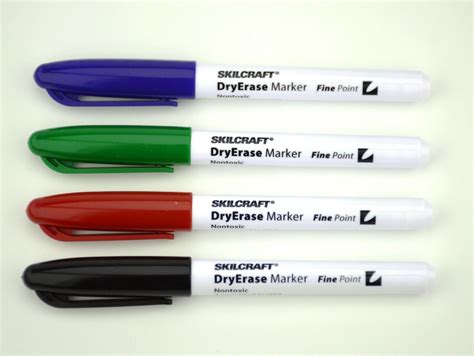 Pak Skilcraft Dry Erase Marker Fine Point Tip Ea Black Red Green Blue EBay